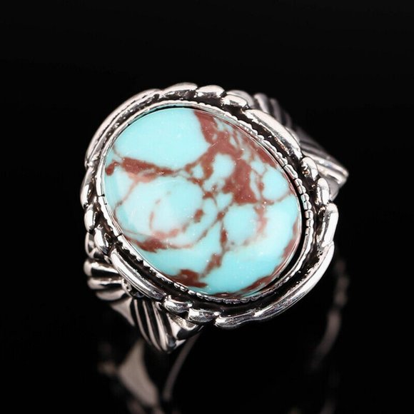 Jewelry | Vintage Natural Blue Turquoise Antique Silver Bohemian Ring ...